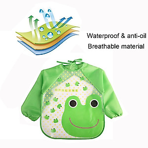 EchoDone 4 Packs Waterproof Children's Art Smock Kids Painting Aprons Long Sleeve Smock for Eating 1-4 Years