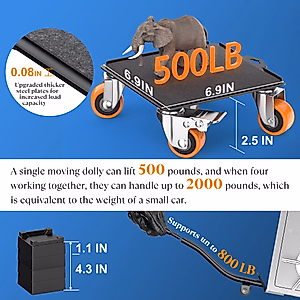 2000 lb Capacity - Heavy Duty Furniture Movers with Wheels and Moving Dolly, Includes Furniture Lifter Jacks Tool Set, Gliders, Sliders, 5 Rollers Casters Cart. Easily Move Furniture, Piano, Equipment