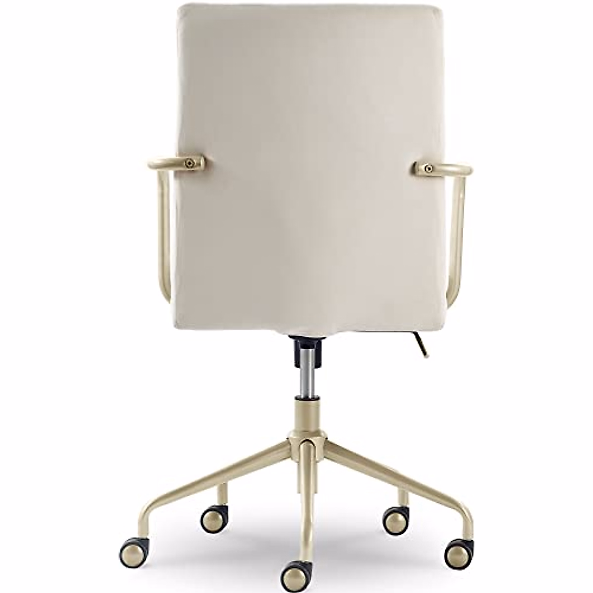 Elle Decor Giselle Modern Home Office Desk Chair, High Back Adjustable Computer Chair with Gold Arms, Base and Wheels, Velvet Fabric, Cream