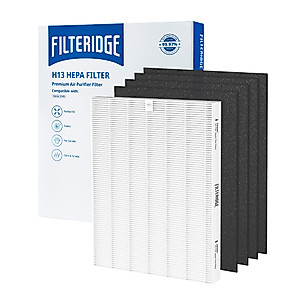 Filteridge C545 Replacement Filter, Compatible with Winix C545, Winix S Filter 1712-0096-00 Air Purifier, H13 True HepaFilter Replacement, 1 H13 HEPA Filter + 4 Activated Carbon Filters