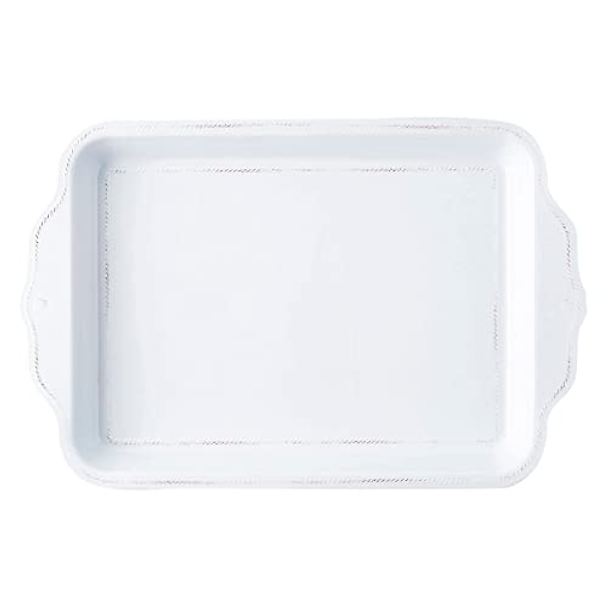 Juliska Berry & Thread Melamine Tray 24 in. - Whitewash, Melamine Serving Tray - Unbreakable, White Melamine, Decorative Embossed Melamine Serving Tray with Handles