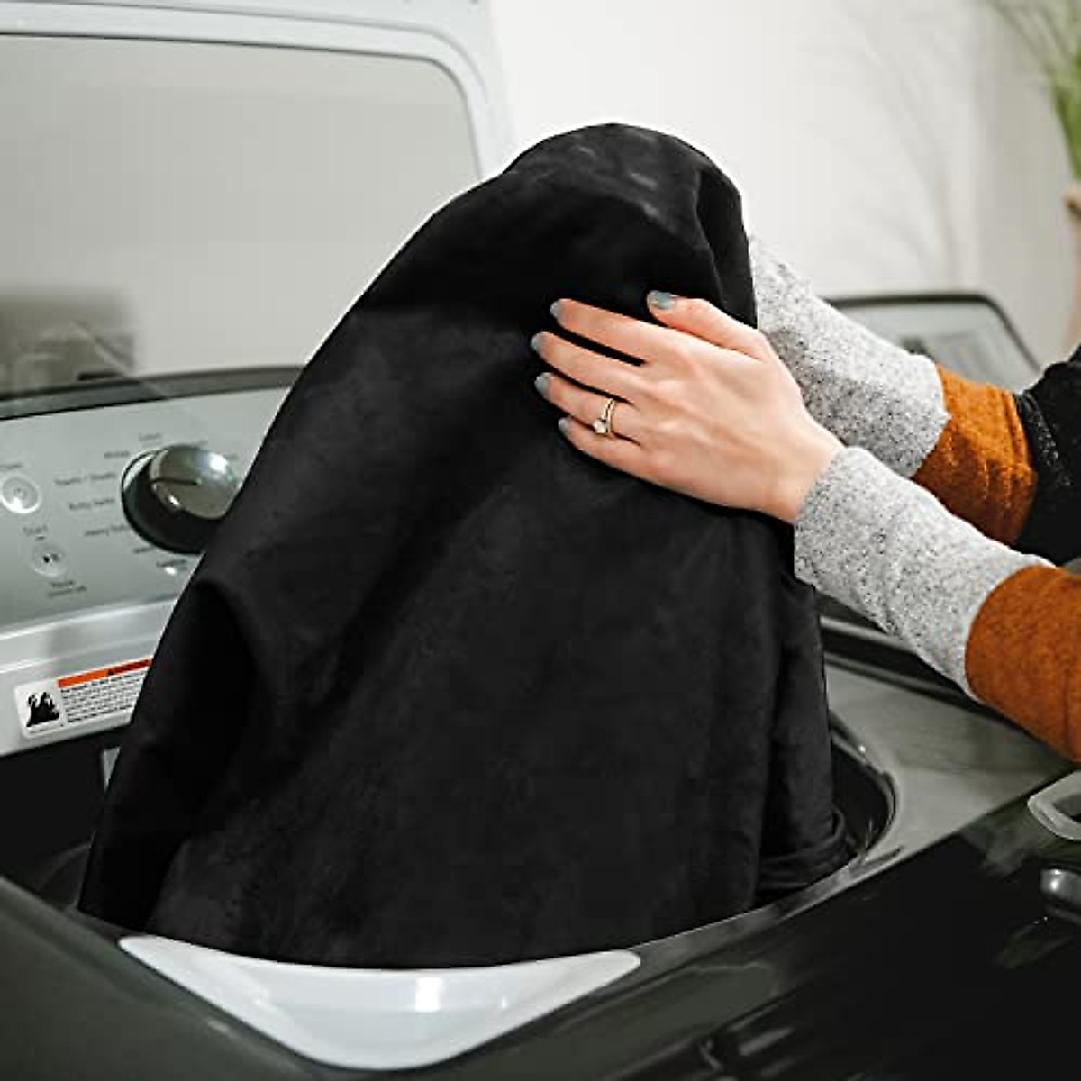 Big Joe Fuf Large Cover Only Machine Washable, Black Plush