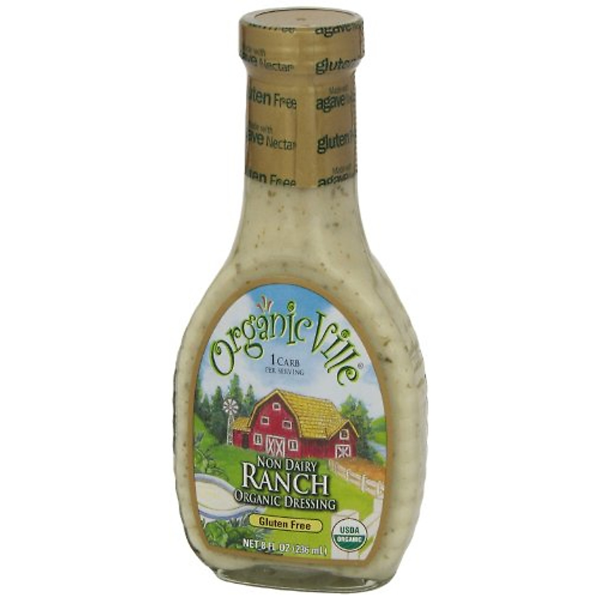 Organicville, Ranch Dressing, Organic, Dairy Free, Gluten Free, 8 oz