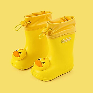 Baby Waterproof Rain Boots Toddler Infant Kids Baby Boys Girls PVC Rain Boots Waterproof Non-Slip Shoes (Yellow, 4.5-5Years)