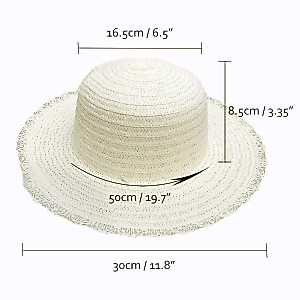 Only Lovuu 10Pcs DIY Straw Hats Set, 5 Laciness White Straw Hats + 5 Round White Straw Hats for Kids Creative Art Painting & DIY Tea Party Dress Up Hats