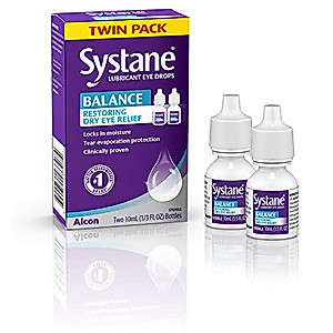 Systane Balance Lubricant Eye Drops, Restorative Formula, Twin pack, 0.33 Fl Oz (Pack of 2)