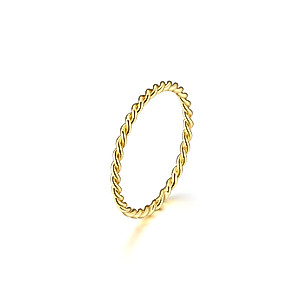 Thin Twist Ring 925 Sterling Silver Braided Infinity Twisted Gold Stacking Friendship Pinky Knuckle Band Ring Size 3.5