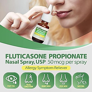 HealthA2Z® Fluticasone Propionate Nasal Spray| 50 mcg per Spray | 24 Hour Allergy Relief | 72 Sprays | 0.38 fl oz (11.1mL) | Relief from Nasal Congestion | Runny Nose | Sneezing