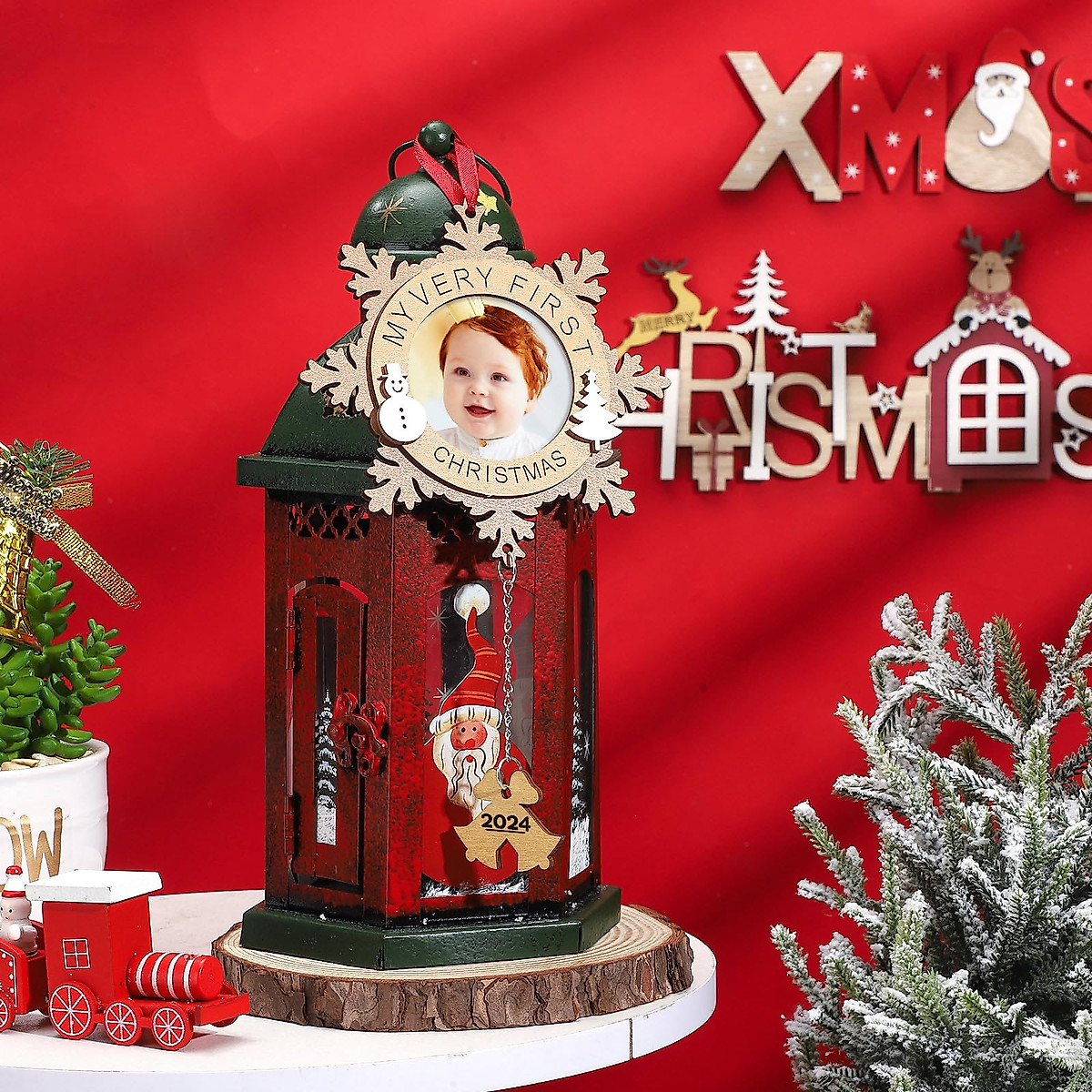 Jetec Baby's First Christmas Photo Ornament 2025 My Very First Christmas Photo Frame Xmas Baby's 1st Keepsake Picture for Newborn Baby Christmas Tree Decor