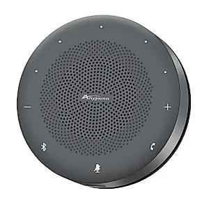 Anyjoinn Bluetooth Speakerphone with 6 Mics, USB Conference Speaker with Enhanced 360° Voice Pickup, Noise Reduction, Portable Speakerphone for Home Office, 3 Kinds of Connection, USB-C Plug and Play
