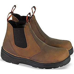 Thorogood Thoro-Flex 6” Slip On Composite Toe Work Boots for Men - Premium Leather with Slip-Resistant Outsole and Scuff-Free Translucent Bottom; EH Rated, Trail Crazyhorse - 13 M US