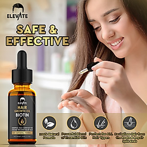 ELEVATE Hair Growth Oil - Biotin Serum & Castor Oil Natural Vitamin Treatment for Stronger, Thicker, Longer Hair and Regrowth - Prevent Thinning and Loss for Men & Women, 1 Fl Oz