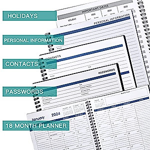UtyTrees Calendar 2023 Planner - January 2023 - June 2024 Calendar Planner, 7.6" x 10.2", A4 2023 Calendar Planner, 18 Month Planner, with Double-Sided Storage Pocket, Premium Thick Paper, Black