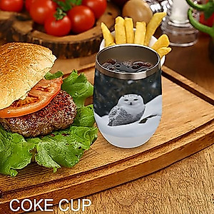 WYUSPGK 304 Stainless Steel Insulated Cup, Snow Owl Print Smooth Rim, Durable & Reusable - Perfect for Office, Home, And Travel