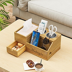 Makayla Hair Tool Organizer, Wooden Hair Dryer Holder Wall Mount, Bathroom Countertop Blow Dryer Organizer, Vanity Storage Stand for Accessories, Makeup, Toiletries (Pine)