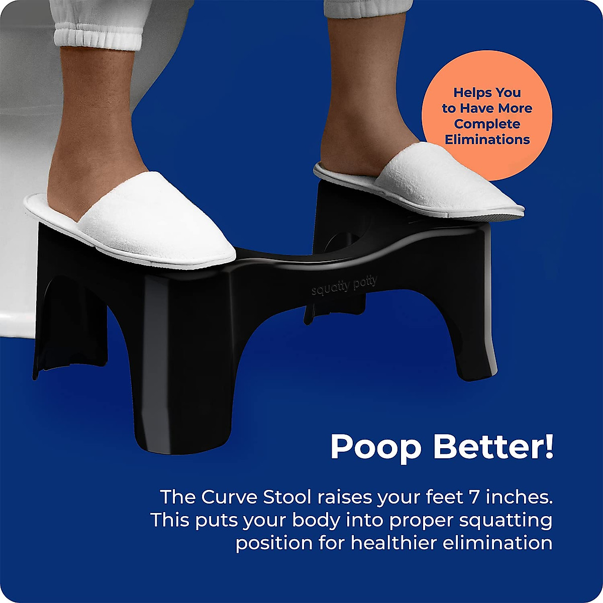 Squatty Potty The Original Bathroom Toilet Stool, Curve Lightweight with Sleek and Modern Design, Black, 7"