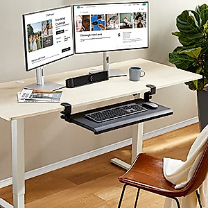 HUANUO Keyboard Tray Under Desk with C Clamp-Large Size, Steady Slide Keyboard Stand, No Screw into Desk, Perfect for Home or Office