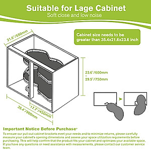 Kinchoix Blind Corner Cabinet Pull Out Organizer, Soft Close Swing Right Pull Out Cabinet Organizer 36inch, Corner Cabinet Lazy Susan for Corner Cabinet Blind Shelf, 2 Tiers Tray, Adjustable Height