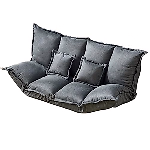 ESRADA Lazy Floor Sofa,Minimalist Sofa Couch,Foldable Lazy Couch Bed with Adjustable Backrest and Armrest,Fireside Chair,Tatami Sofa,Corner Relax Sofa Couch Dark gray-180cm/71inch