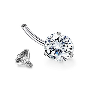 Sllaiss 925 Sterling Silver Belly Button Rings for Women Men 14G Austria Crystals Studs Piercing Screw Navel Bars Body Piercing Jewelry