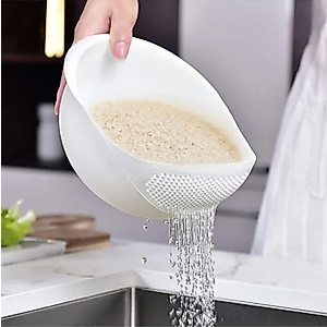 Kitchen Colander Bowl Combo Strainer for Rice, Pasta, Vegetables, Fruits (White)