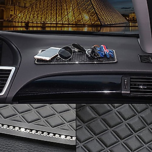 MLOVESIE Glitter Bling Crystal Anti-Slip Phone Hold Dashboard Sticky Pad Non-Slip Mat (Black)
