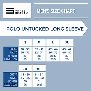 Three Sixty Six Men’s Untucked Casual Long Sleeve Polo - Collared Untuck Shirt with Two Button Placket and Stretch Fabric