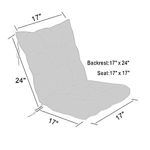 Rocking Chair Cushion Comfortable Tufted Seating Pads Non-Skid Backed Set of Cushion Back and Seat Bottom for Porch Rocker Outdoor Indoor Office Dining Chairs (24"x17" Back, 17"x17" seat, Black)