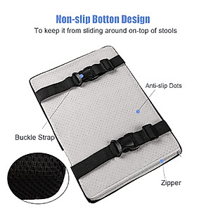 Saddle Stool Cushion Pads, Bench Rectangular Stool Seat Cushion Rectangle Chair Pad Seat Covers with Buckle Strap for School Kitchen(Black)