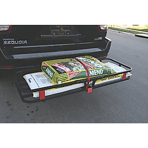 MaxxHaul 70107 53" x 19-1/2" Hitch Cargo Carrier - Trailer Mount Steel With High Side Rails For RV's, Trucks, SUV's, Vans, Cars 2" Receiver 500-lb Load Capacity , Black