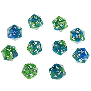 MonkeyJack 10pcs 20 Sided Dice D20 Polyhedral Dice for Dungeons and Dragons Game Role Playing Game Green Purple