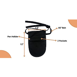 Fame Fabrics FAME Server Pouch Money Apron for Servers and Waitress, Serving Apron with Belt, Black , One Size