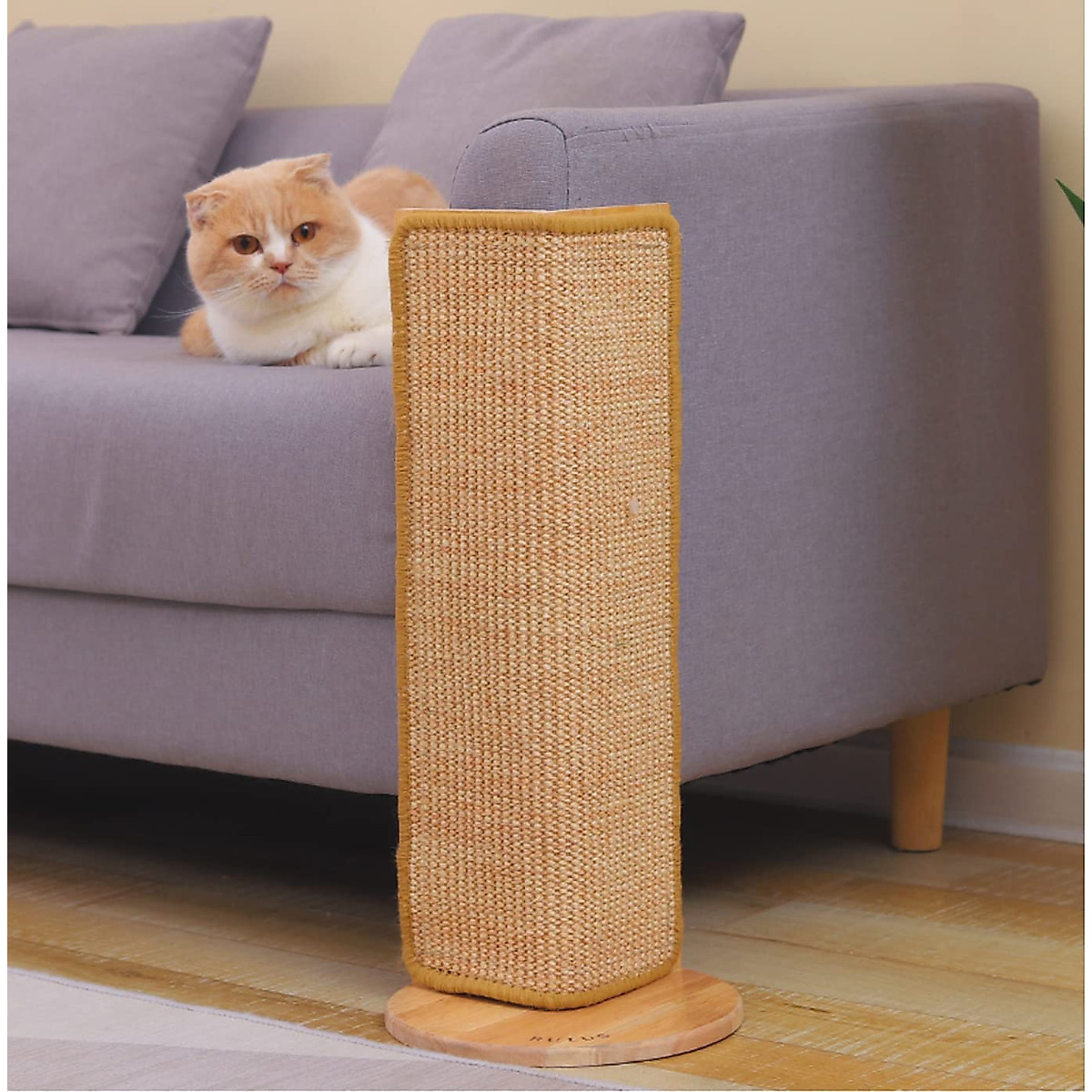 SHENGOCASE 20.5" Tall No Drilling Wall Sofa Couch Corner Cat Sisal Scratcher,Scratching Post,Replaceable Sisal Scratch Pad Mat, Couch Protector
