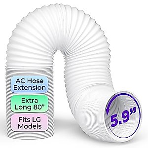 Kraftex Portable Air Conditioner Hose - AC Hose with 5.9" Diameter, Anti-Clockwise Thread, Length up to 80" - Exhaust Hose for Portable AC Vent Compatible with Delonghi & LG Air Conditioner Parts