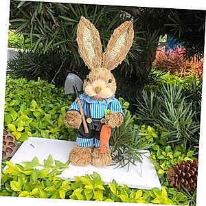 IMIKEYA Handmade Straw Rabbit Woven Bunny Statue Woven Easter Bnunny Garden Sculpture Spring Rabbit Figurines Rabbit Decoration Outdoor Tabletop Decor Bunny Decor Manual Dead Grass Lovers