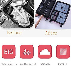 7 Set Packing Cubes for Travel, Luggage Organizers with Shoe Bag, Compression Pouches Clothes Suitcase Lightweight Storage Bag