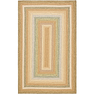 SAFAVIEH Braided Collection 4' x 6' Tan / Multi BRD314A Handmade Country Cottage Reversible Area Rug