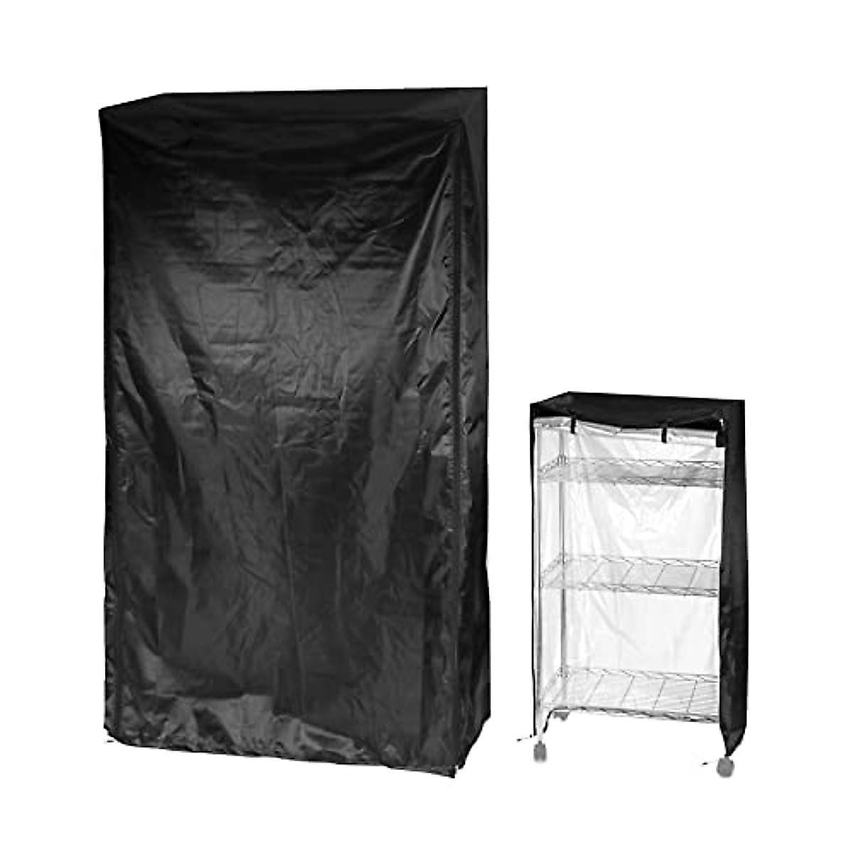 Qwork Storage Shelving Unit Cover, Wire Rack Cover for Shelf 36X14X72in, 210D Oxford Cloth, to Keep Rack Clean, for Your Home, Office, Storage and Garage, Black Cover Only