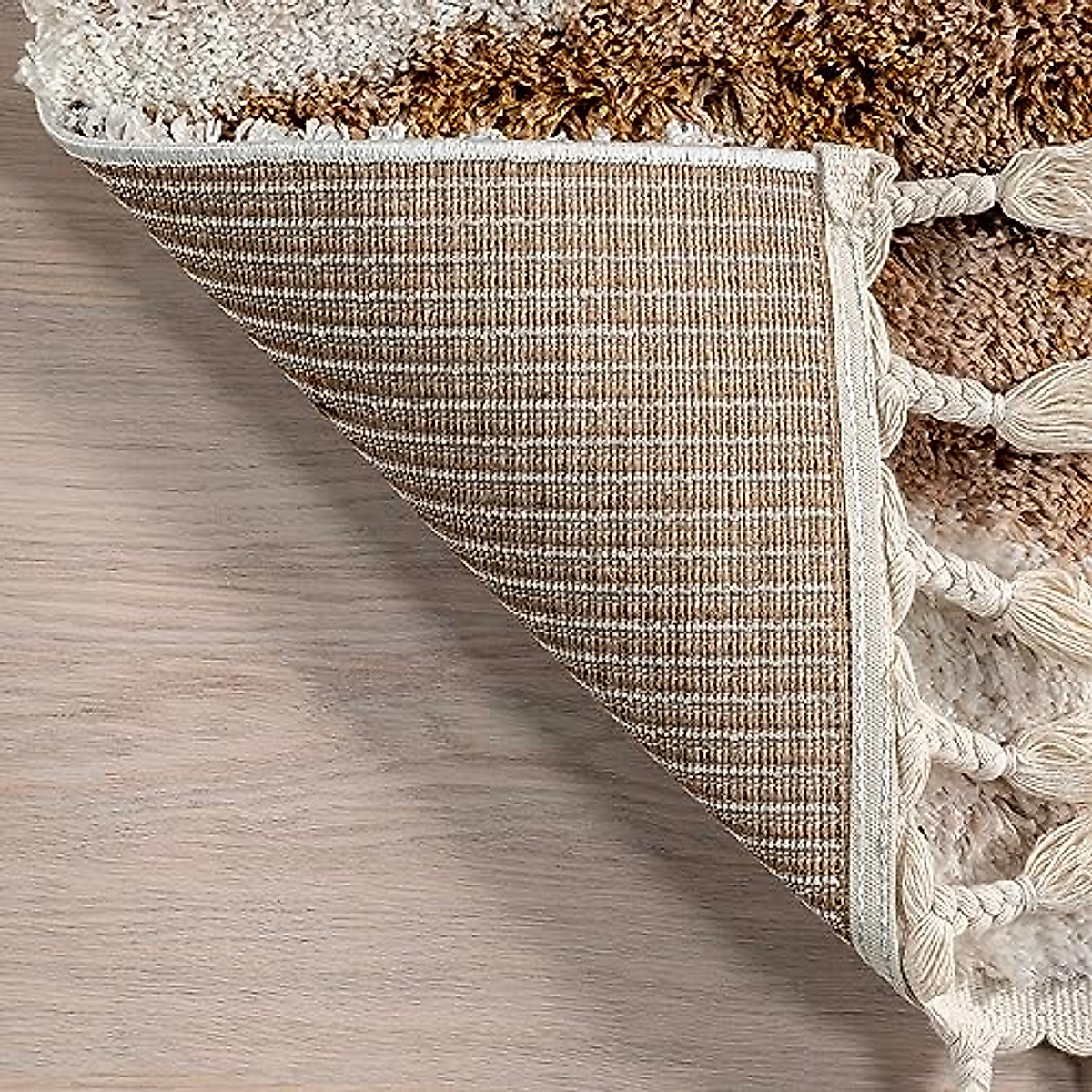 nuLOOM Kali Shaggy Diamond Tassel Area Rug, 8x10, Light Brown