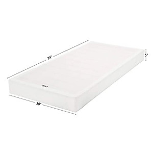 Amazon Basics Smart Box Spring Bed Base, 5 Inch Mattress Foundation, Tool-Free Easy Assembly, Twin, White