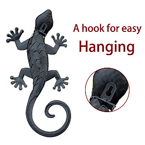 aboxoo Metal Gecko Wall Art Decor Lizard Sculpture Wall Hanging Ornaments Red Garden Decorations Inspirational Sculpture Indoor Outdoor for Home Bedroom Living Room Office Garden，(Red)