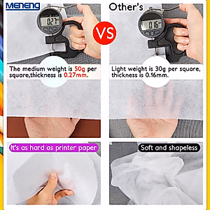 Meneng Fusible Interfacing Medium Weight: 40"x3 Yards White Onesided NonWoven Iron-On Interlining Fabric