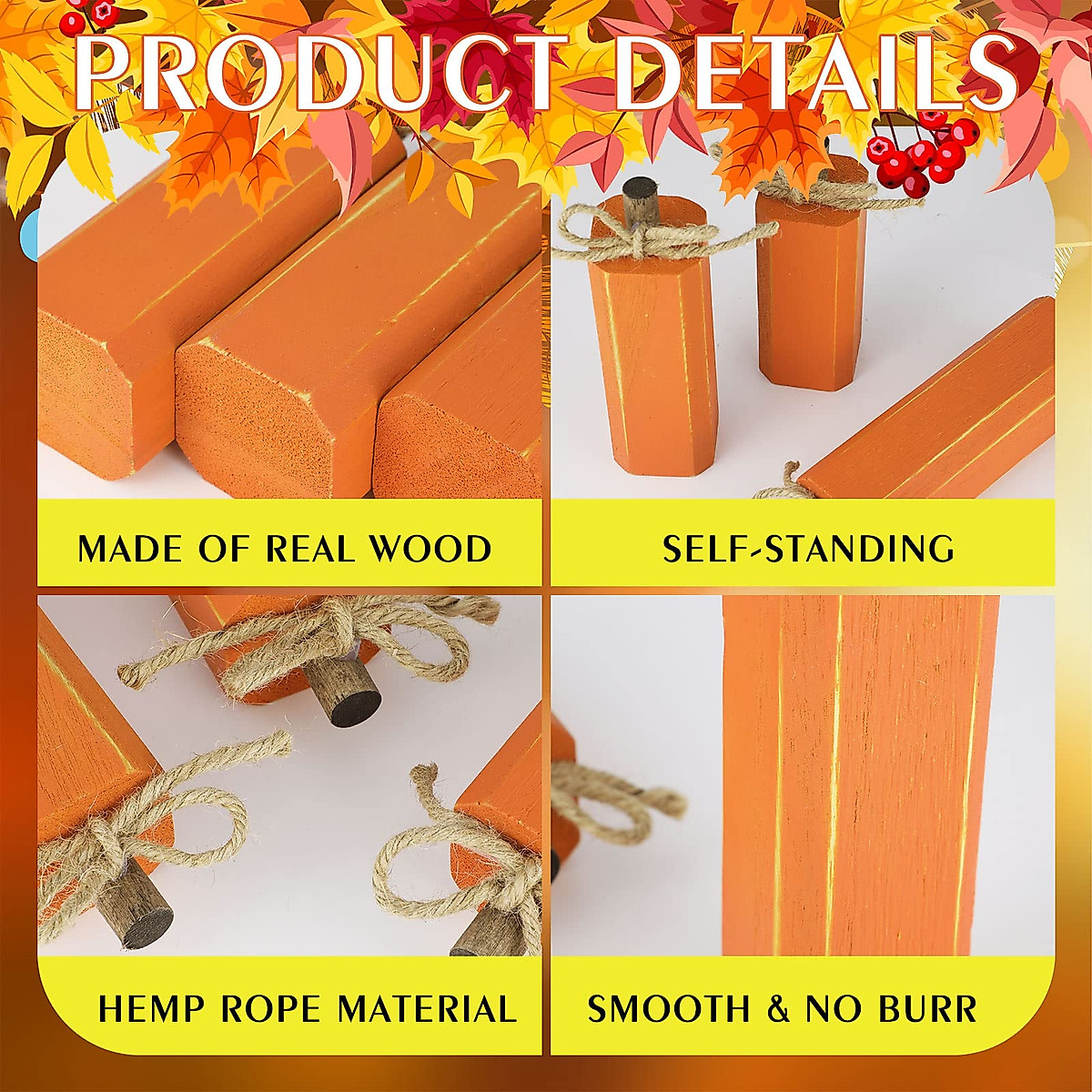 3 Pcs Wooden Fall Thanksgiving Decor Fall Tiered Tray Decor Wood Firework Fall Centerpieces Decorations Farmhouse Tabletop Block Sign for Fall Thanksgiving Autumn Decor (Pumpkin)