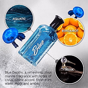 PB ParfumsBelcam Blue Depths Eau de Toilette Spray - Fresh Aquatic Scent (2.5 Fl Oz)