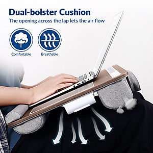 Gimars Home Office Lap Desk Fits up to 17 Inches Laptop with Dual Cushion,Wrist Rest, Built-in Mouse Pad, Tablet Phone Holder and Storage Drawer, Grey