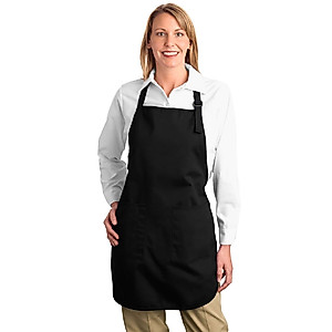 Port Authority - Full Length Apron with Pockets. A500 - Black_OSFA