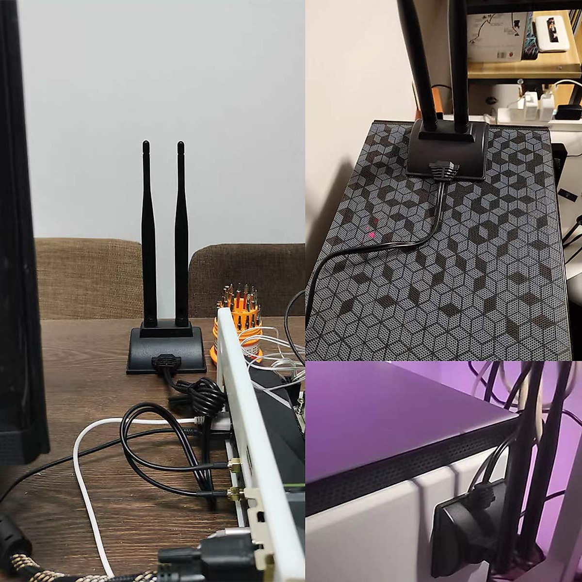 CORONIR WiFi Antenna with RP-SMA Male Connector, 2.4GHz 5GHz Dual Band Antenna Magnetic Base with Extension Cable for PCI-E WiFi Network Card USB WiFi Adapter Wireless Router Mobile Hotspot