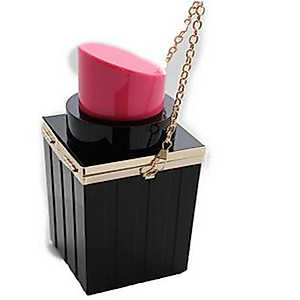 WEDDINGHELPER Women Acrylic Pink Lipstick Evening Bags Purses Clutch Vintage Banquet Handbag (Pink)