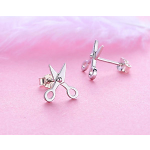 Helen de Lete Lovely Scissors Sterling Silver Stud Earrings