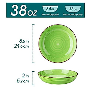 vancasso Bonita Pasta Bowls 38 oz, Large Ceramic Salad Bowls, Pasta Plates Bowl set of 6, Microwave & Dishwasher Safe Soup Bowls, Serving Bowls, Assorted Colors